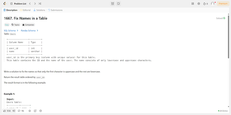 [LeetCode] 1667. Fix Names in a Table
