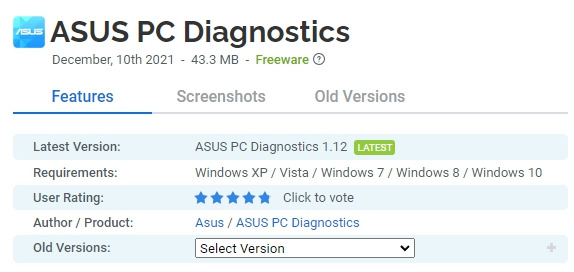 ASUS PC Diagnostics 무료 다운로드