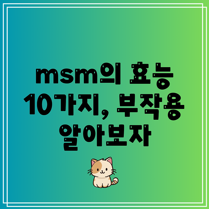 msm의 효능 10가지, 부작용 알아보자