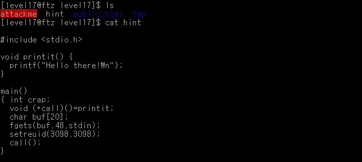[Hackerschool] FTZ level 17 — 알감자는 공부중
