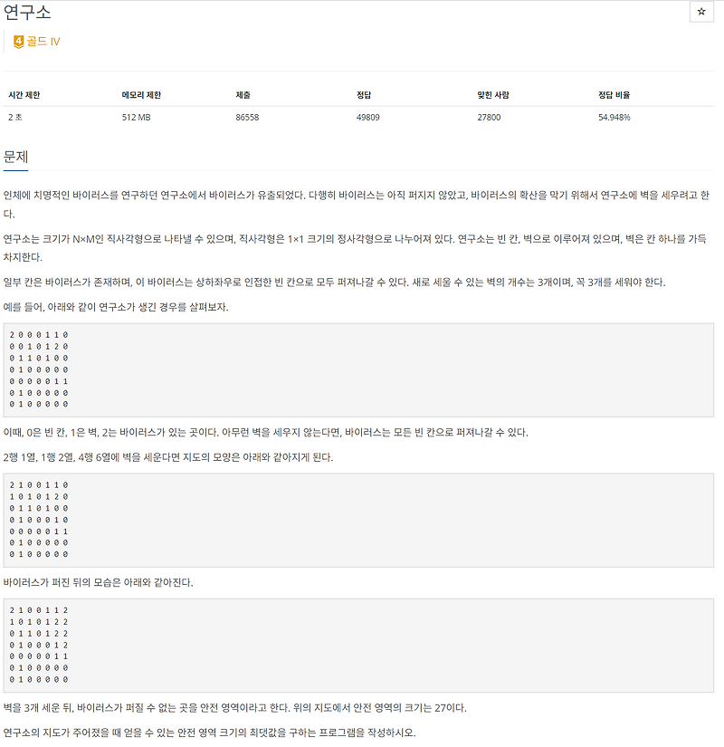 [백준] 14502번: 연구소 - Python — 예찬예찬