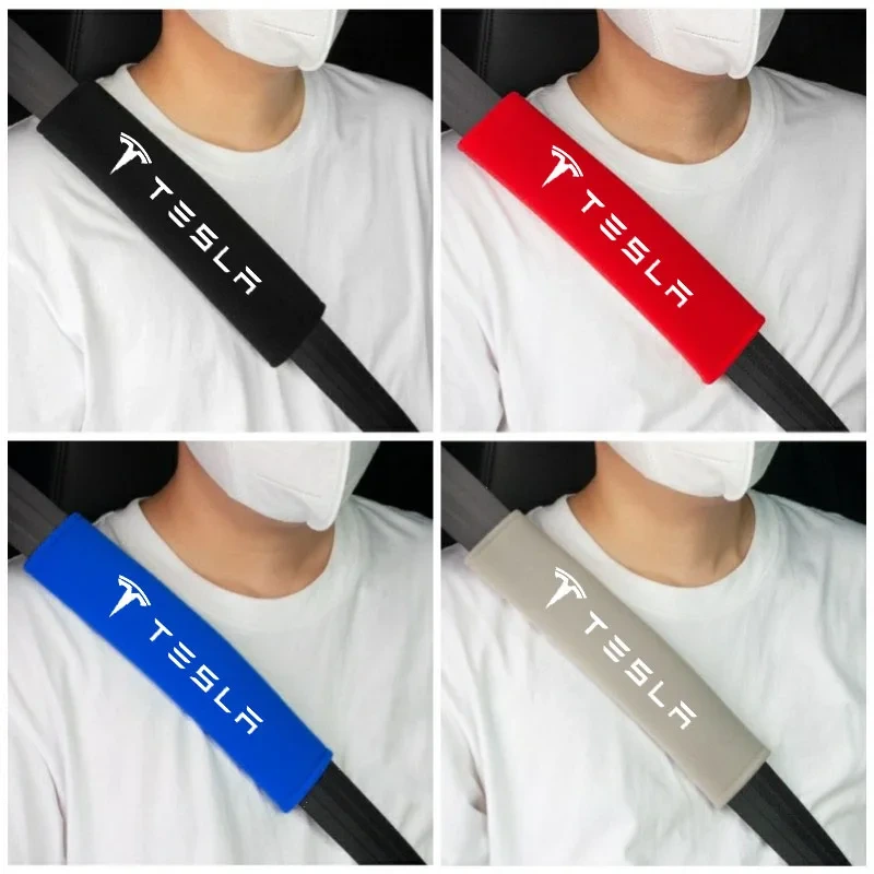 자동차 시트 벨트 커버 어깨 패드 자동차 인테리어 장식 액세서리 테슬라 모델 3 S 모델 X Y 스타일 로드스터 자동차 2 개