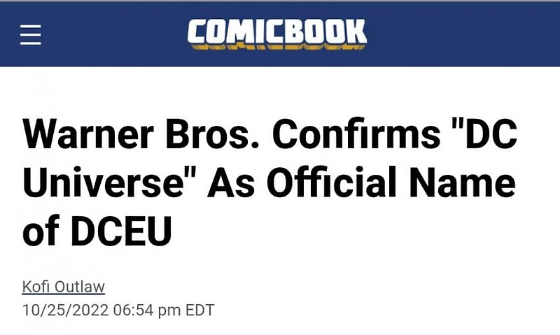 DCEU의 명칭을 DCU로 변경 확정