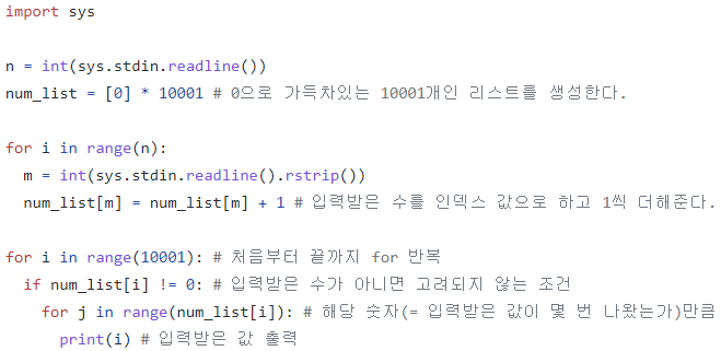 [알고리즘/baekjoon] 10989_수 정렬하기3(python)