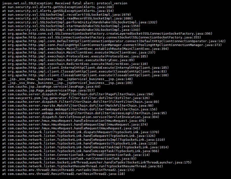[resin4.0] javax.net.ssl.SSLException: Received fatal alert: protocol_version 에러해결