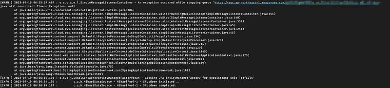 [SQS] An exception occurred while stopping queue
