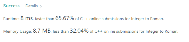 [leetcode] Integer to Roman (c++)