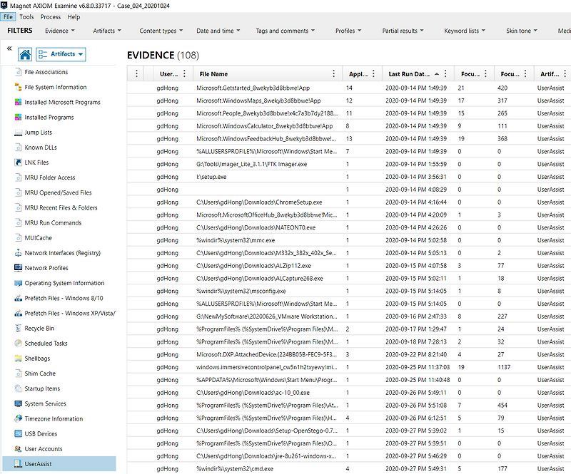 [AXIOM] Mounted Devices, MountPoints2, UserAssist
