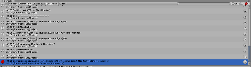 VontineDev :: [Unity] Coroutine couldn't be started because the the game object 'Monster03(Clone ...