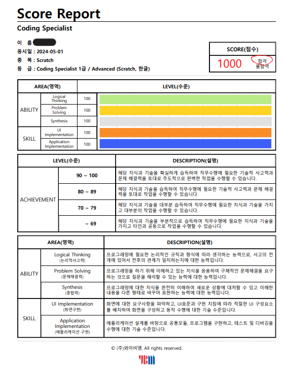 COS(Coding Specialist) 스크래치 1급 취득, 2025년 COS 시험일정, 자격증 발급 신청하기