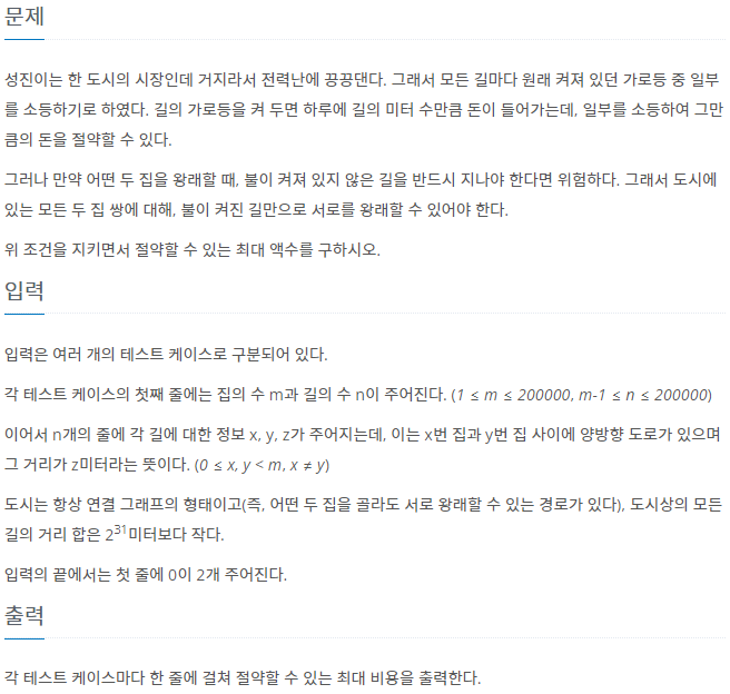 [파이썬, Python] 백준 6497번 : 전력난