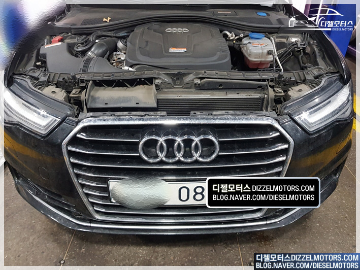 아우디 A6/엔진체크등 점등 및 예열등(돼지꼬리등) 점등,출력저하 증상 방문-DPF 탈거 클리닝,EGR 쿨러 어셈블리 교환,냉각수 에어빼기 작업,BBN 카본 수소 클리닝