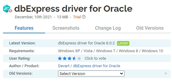 dbExpress driver for Oracle 무료 다운로드