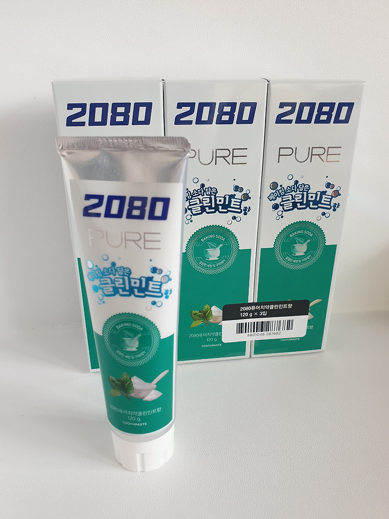 애경 2080 베이킹 소다 퓨어 치약 클린민트향 120g 치약 싸게 사기
