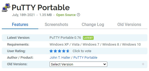 PuTTY Portable 무료 다운로드
