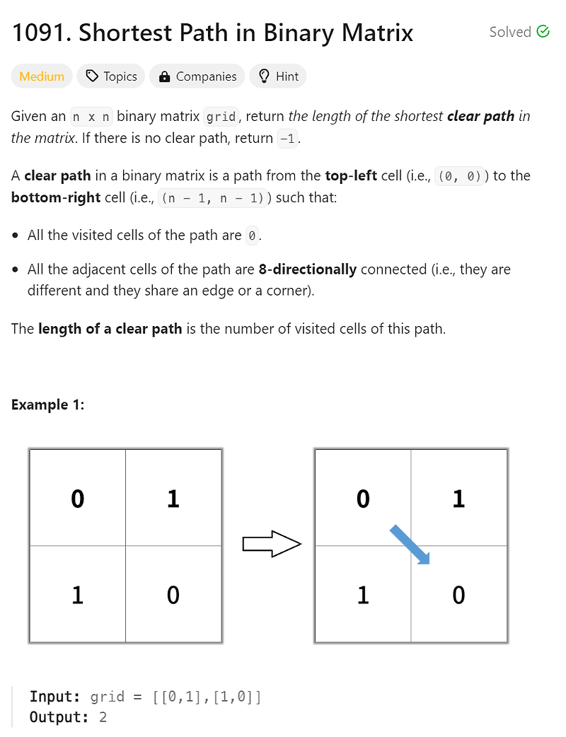 [LeetCode] Shortest Path in Binary Matrix