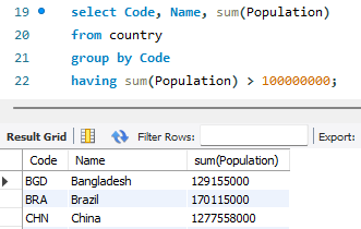[MySQL] GROUP BY HAVING 사용법 및 예제