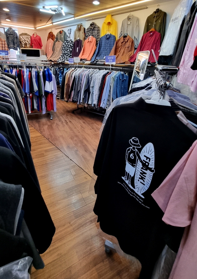 A large clothing store with a large number of clothes and sections ...