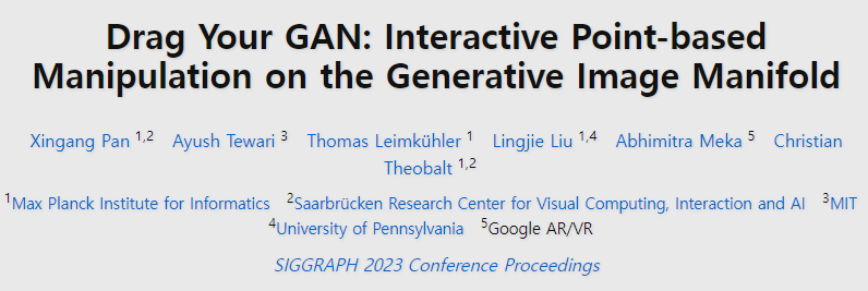 Drag Your GAN - Interactive Point-based Manipulation on the Generative Image Manifold