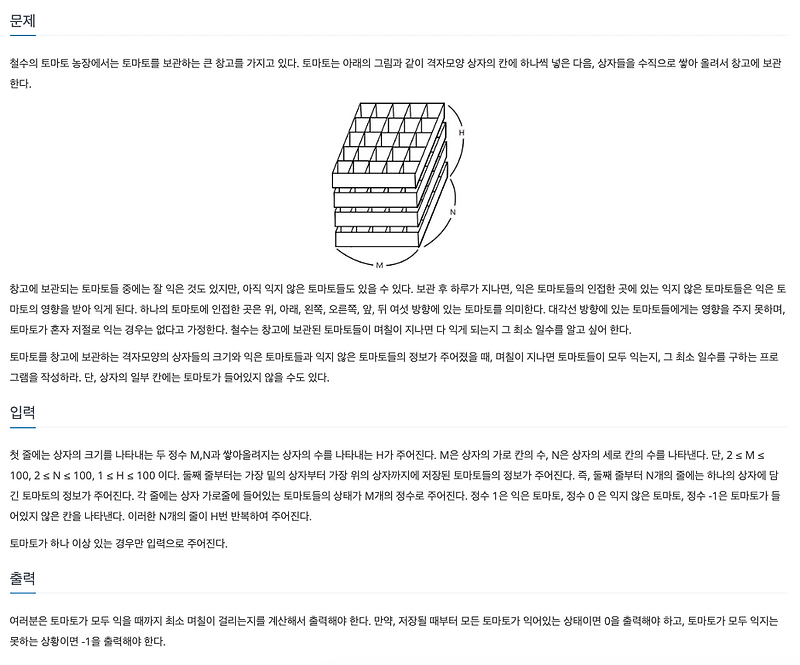 [백준] 토마토 : 7569 : Java - BFS (S1)