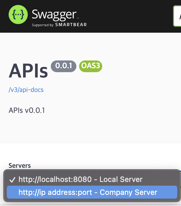 [REST API Client] Swagger doc 다른 서버 url 추가 - Java Spring