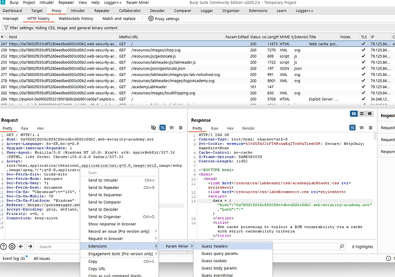 Using web cache poisoning to exploit DOM-based vulnerabilities