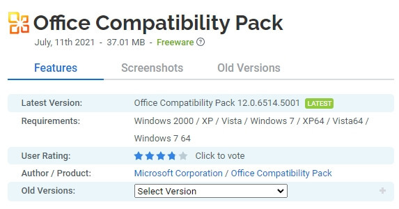 Office Compatibility Pack 무료 다운로드