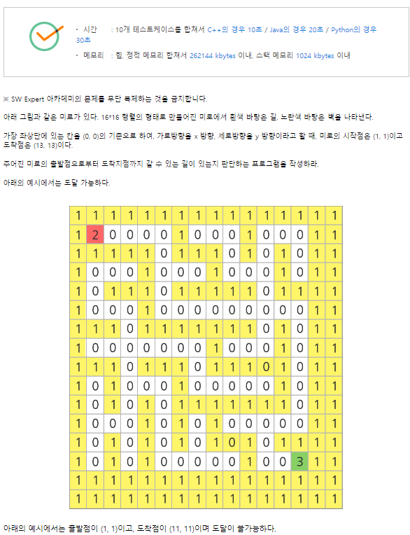 [Java] SWEA - 미로1