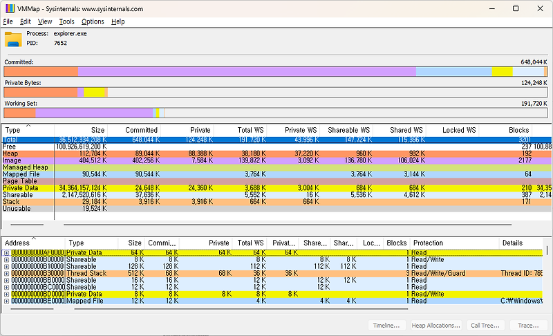 VMMap ... 메모리 구조 보기