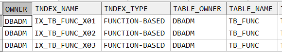 FUNCTION BASED(함수기반) INDEX 컬럼명 조회