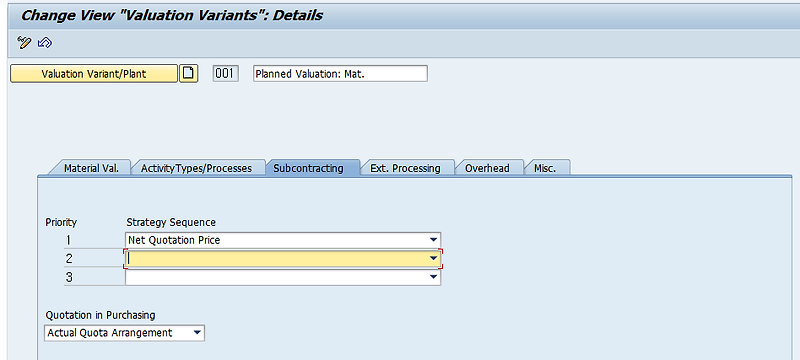 [SAP CO] Costing Variants 에 관하여(Valuation type편[Subcontracting 외])