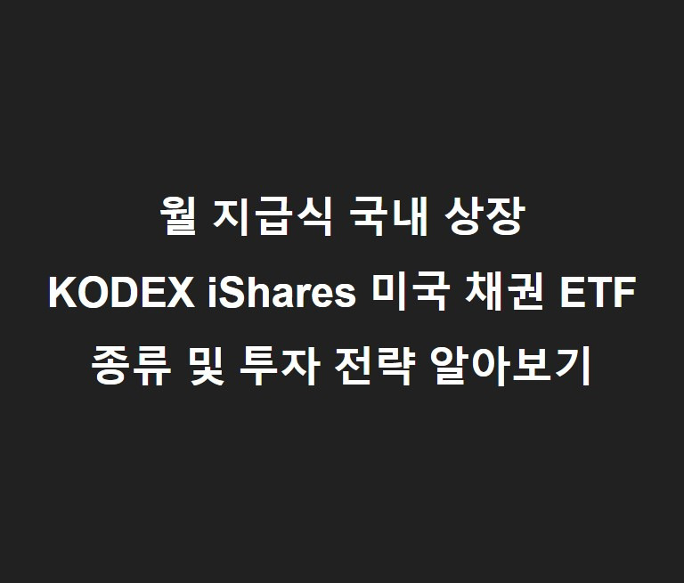 월분배금 지급하는 국내 상장 미국 채권 ETF: KODEX iShares ETF 알아보기