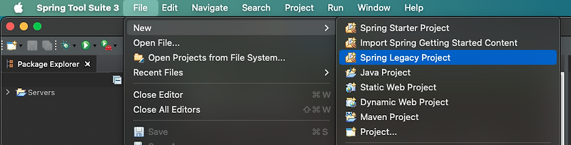 Mac에서 STS3로 Spring Legacy Project로 Hello 띄우기
