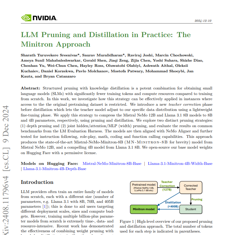 논문 리뷰 | LLM Pruning and Distillation in Practice: The Minitron Approach ...