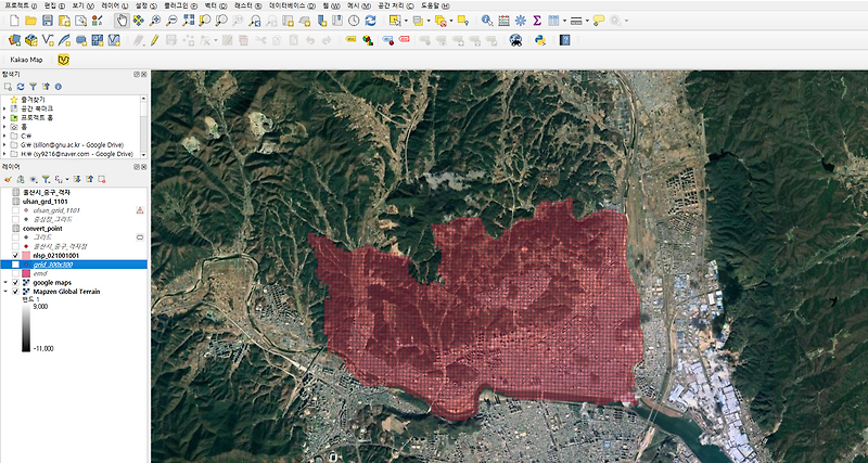 [데이터 분석] Qgis로 격자 데이터(geojson)생성하기 — sillon coding