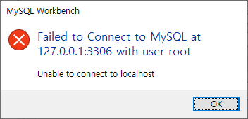 [MySQL] Failed to Connect to MySQL at 127.0.0.1:3306 with user root — 백엔드