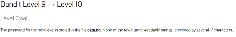 [OverTheWire] Bandit Level 9 → Level 10