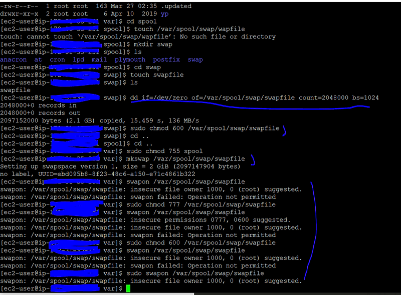 AWS EC2 -bash: fork: Cannot allocate memory