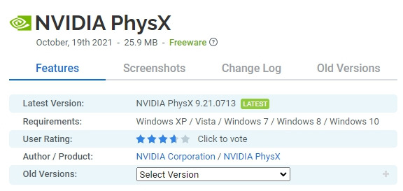 NVIDIA PhysX 무료 다운로드