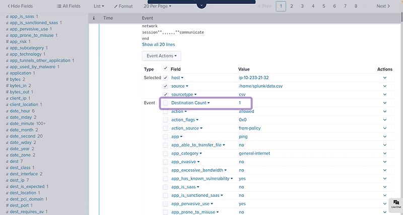 Splunk's Advanced search syntax