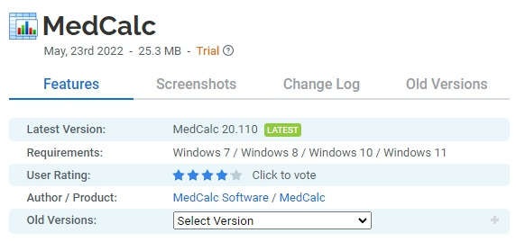 MedCalc 무료 다운로드