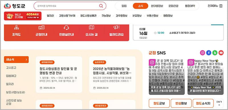 청도군청 홈페이지 일자리, 민원실, 여권 발급 안내 (www.cheongdo.go.kr)