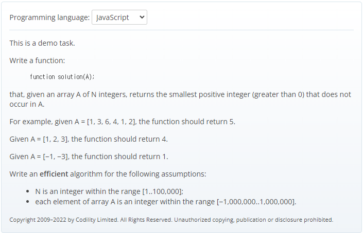 Codility - Lesson 4 : MissingInteger