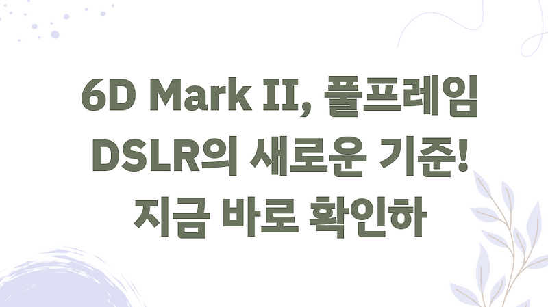 6D Mark II, 풀프레임 DSLR의 새로운 기준! 지금 바로 확인하세요
