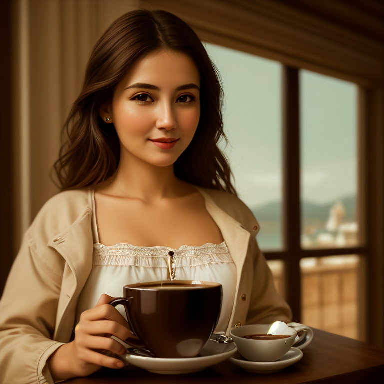 커피를 너무 좋아하는 여인