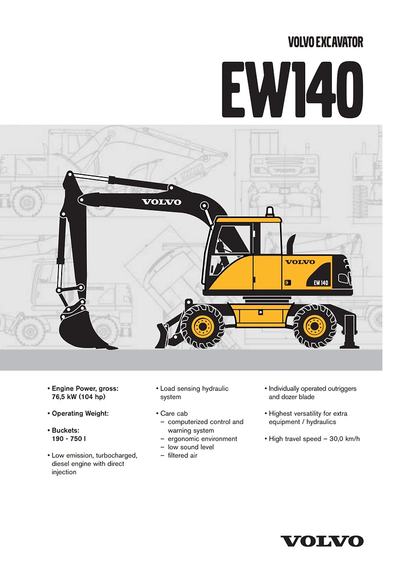 [매뉴얼] Volvo EW 140 v2001 :: 건설장비 사고사례 및 법규
