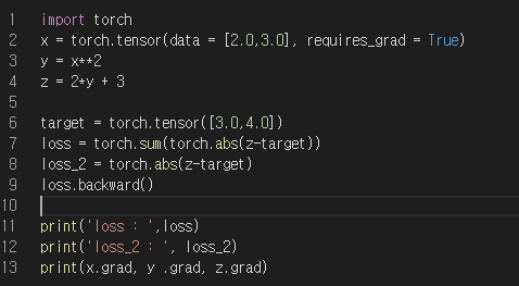 [pytorch 따라하기-2] Tensor 생성 및 Backward
