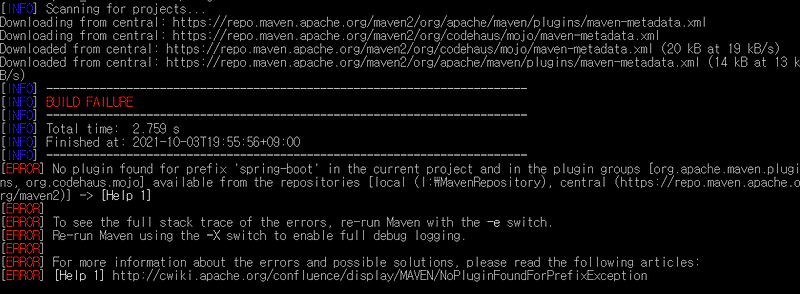 [BugFix] MavenError- No plugin found for prefix 'spring-boot' in the current project and in the ...