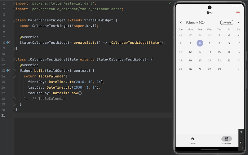 [flutter] 달력(table_calendar) 패키지의 날짜 선택기능 구현