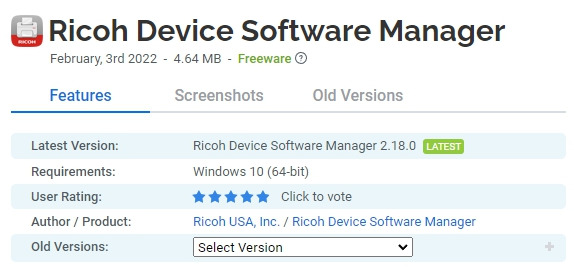 Ricoh Device Software Manager 무료 다운로드